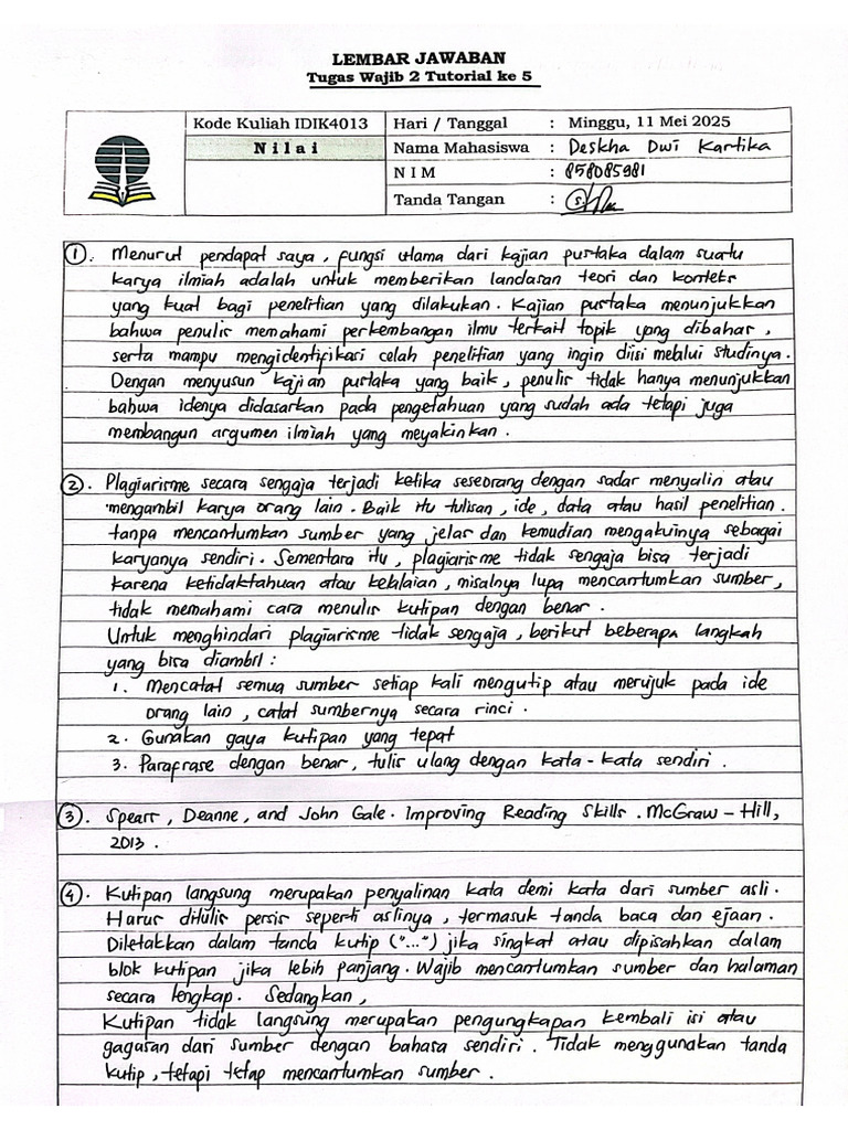 Tugas Wajib 2 IDIK4013 DeskhaDwiKartika | PDF