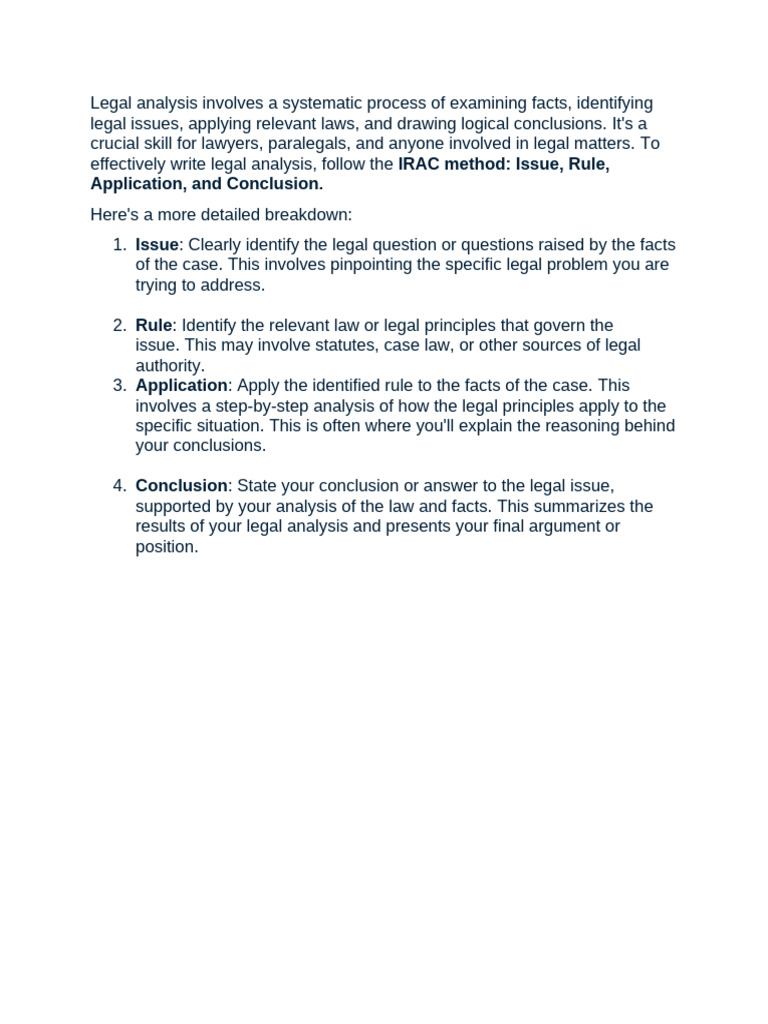 Writing Legal Analysis Using IRAC | PDF
