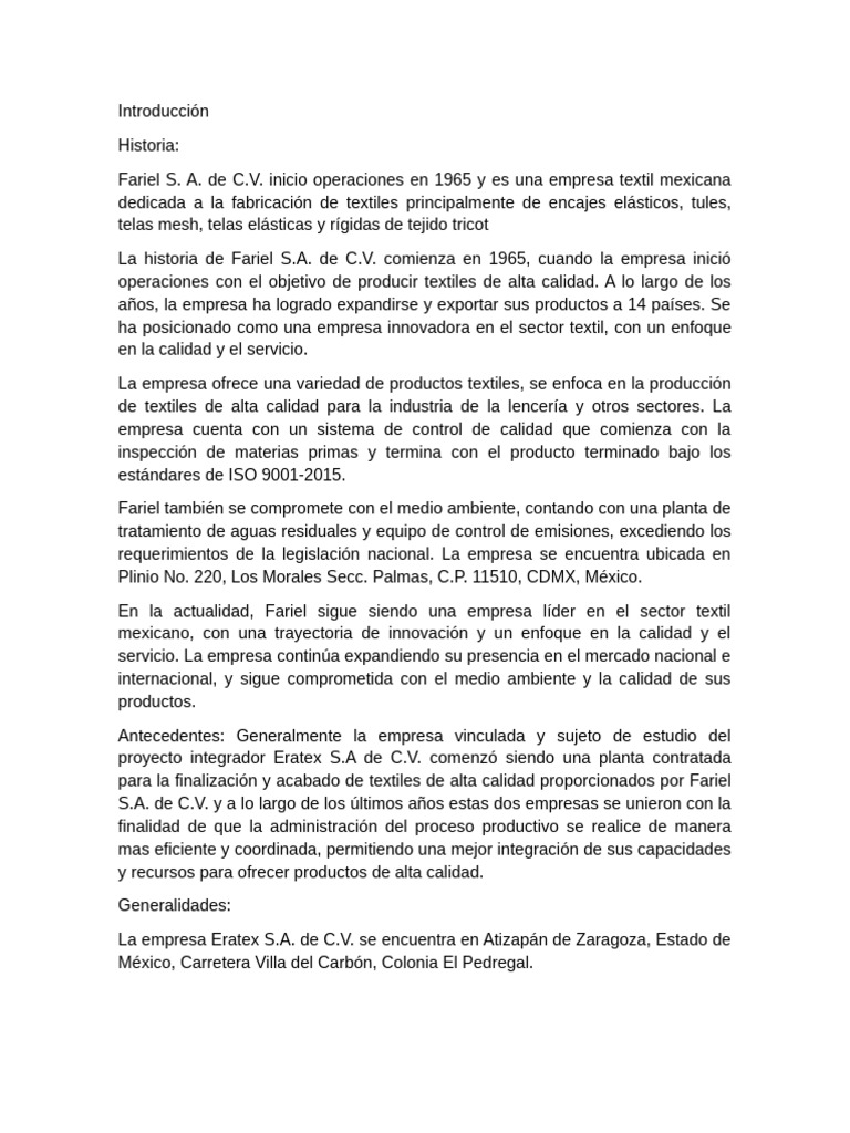 Proyecto MD | PDF | Calidad (comercial) | Textiles