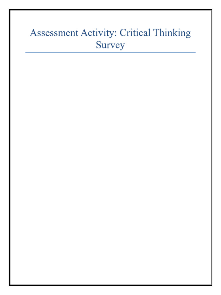 Critical Thinking Survey Layan | PDF