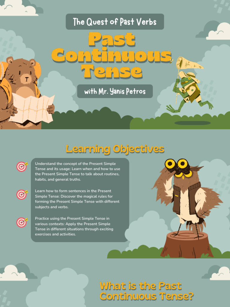 Past Continuous Tense Education Presentation in Colorful Illustration ...