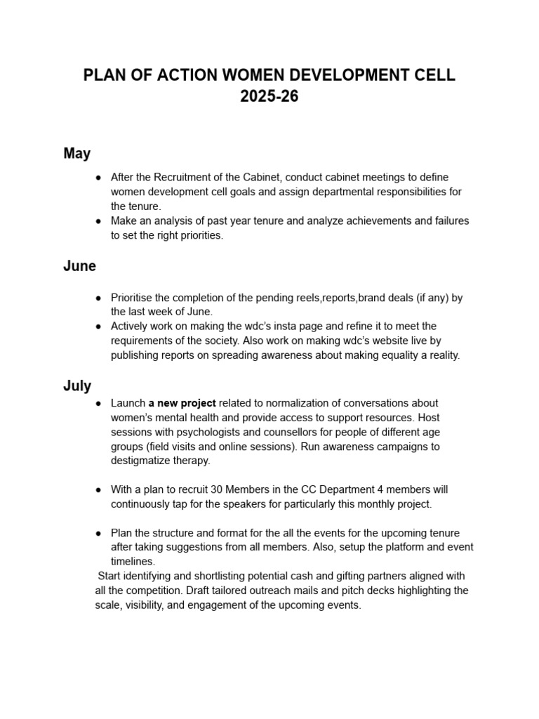 Women Development Cell Action Plan 2025-26 | PDF
