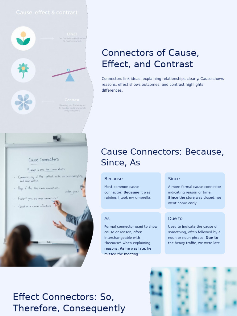 Connectors of Cause Effect and Contrast | PDF | Linguistic Typology ...