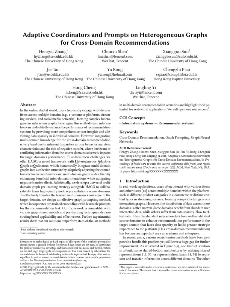 Adaptive Graph Integration For Cross-Domain Recommendation Via Heterogeneous Graph Coordinators ...