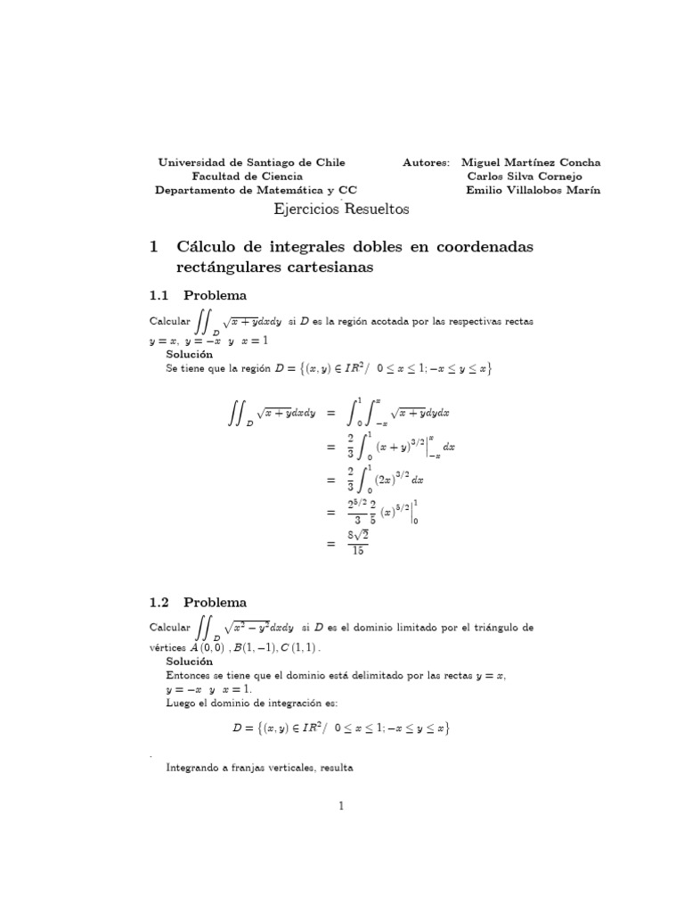 Ejercicios Resueltos Integrales Dobles y | PDF | Integral | Análisis matemático