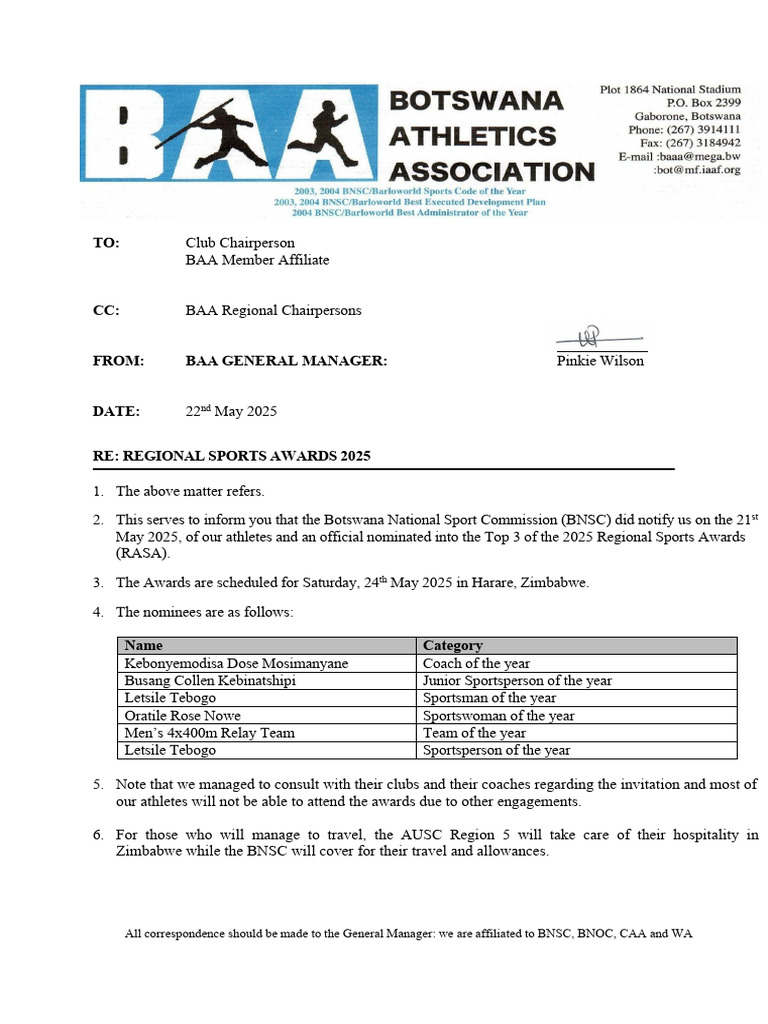 Rasa Awards 2025 Nominees-Botswana | PDF