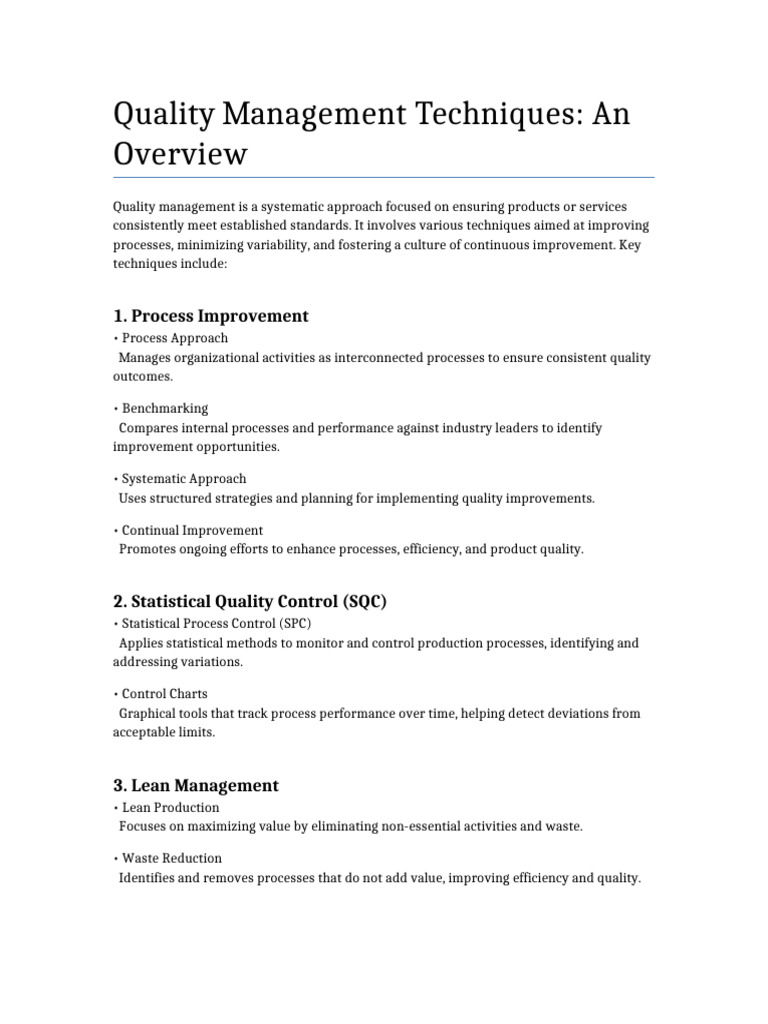 Quality_Management_Techniques (1) | PDF