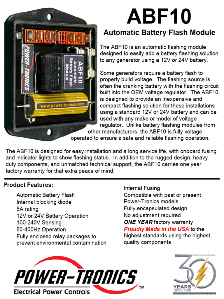 ABF10 Power Tronics - Automatic Battery Flash Module | PDF