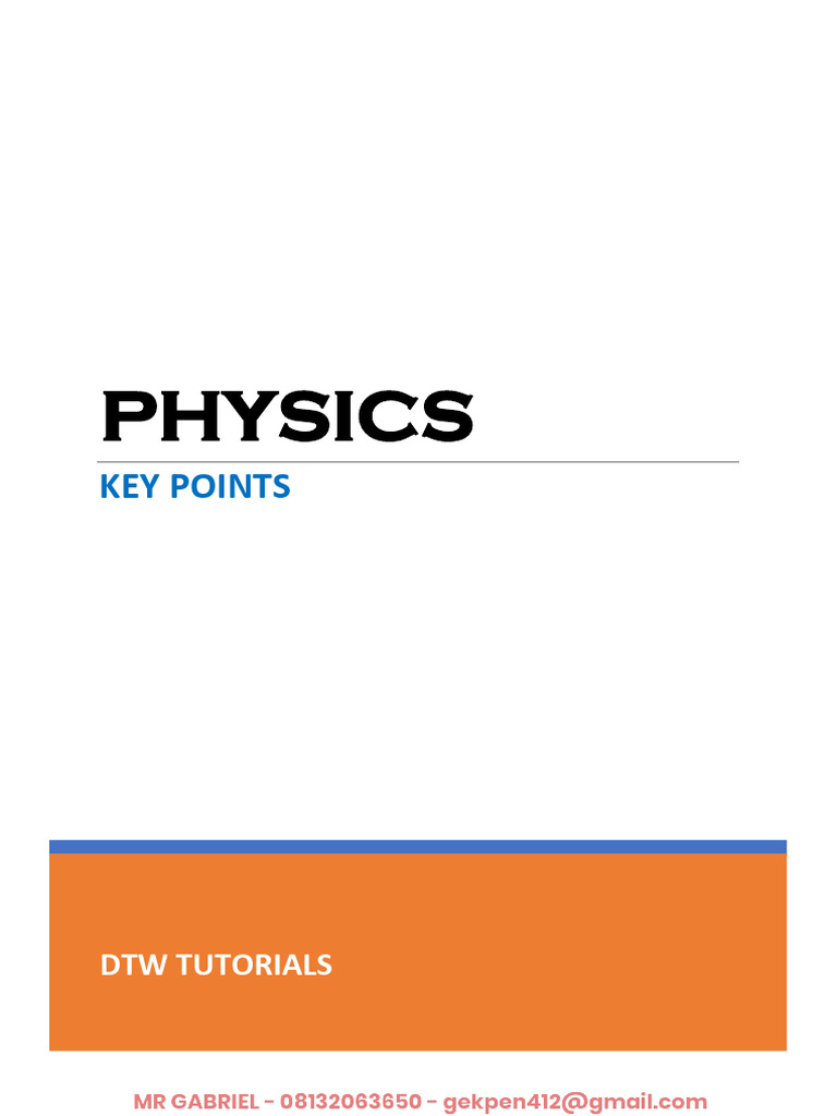 5484 Physics Key Points by DTW Tutorials e Book 88 Pages | PDF | Friction | Lever