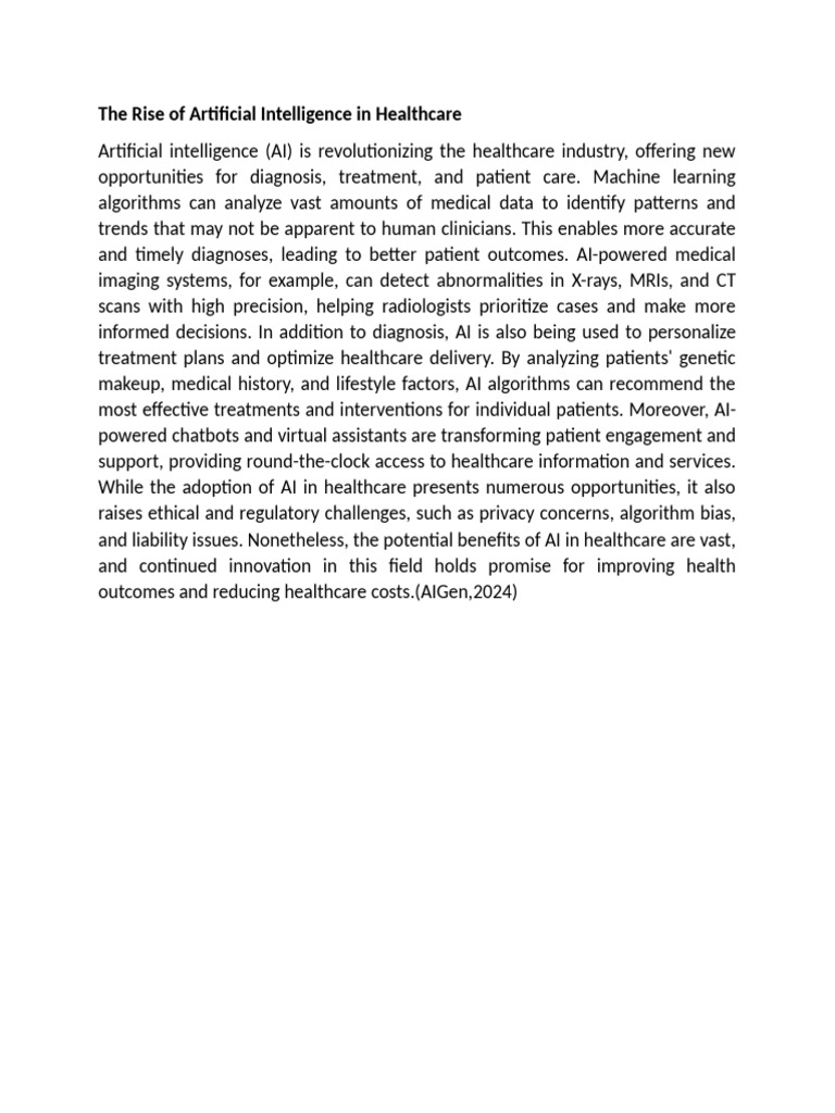 AI's Impact on Healthcare Innovation | PDF