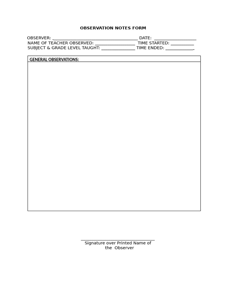 Star Ob and Ob Note Form | PDF | Teachers | Intelligence