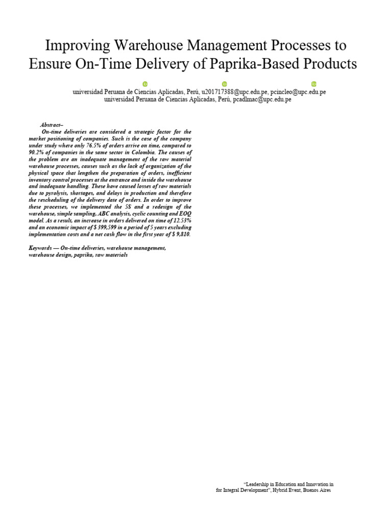 Improving Warehouse Management Processes | PDF | Inventory | Simulation