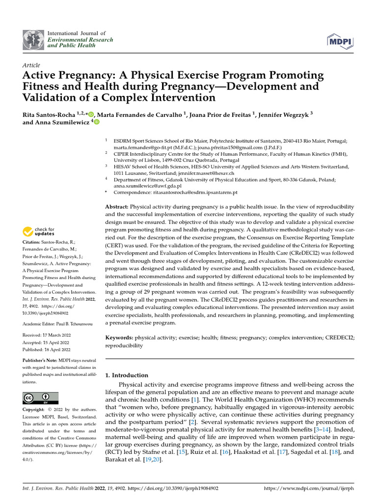 Active Pregnancy Exercise Program Guide | PDF | Pregnancy | Physical ...