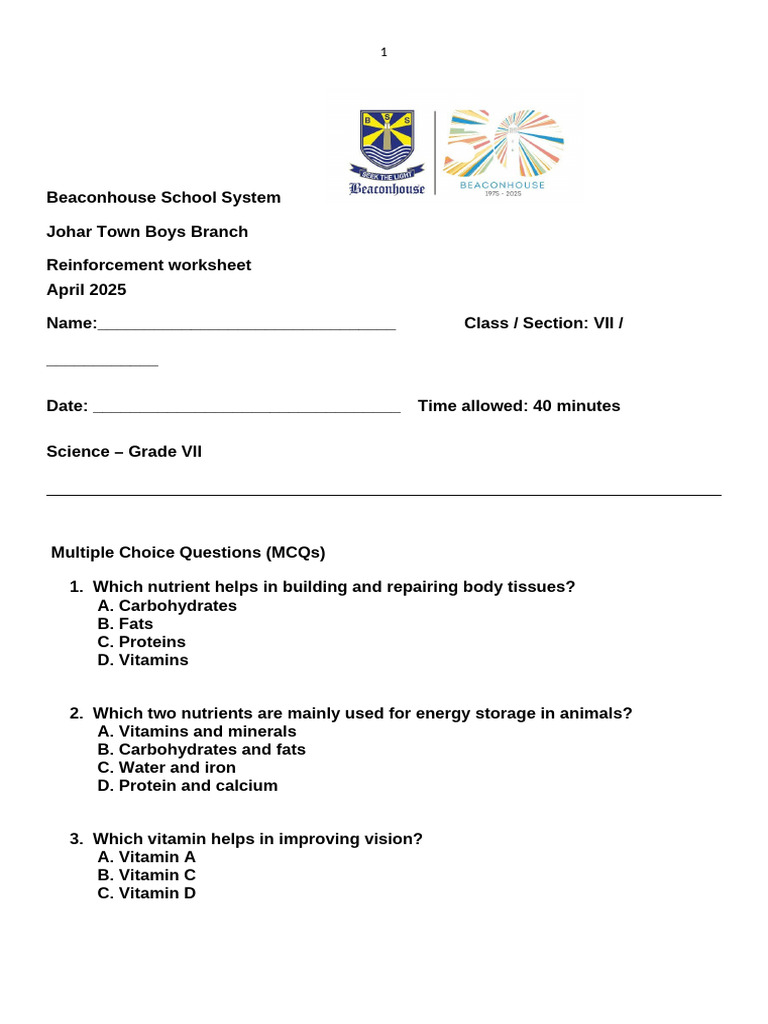 Science Reinforcement Worksheet, Healthy Lifestyle, Healthy Diet ...