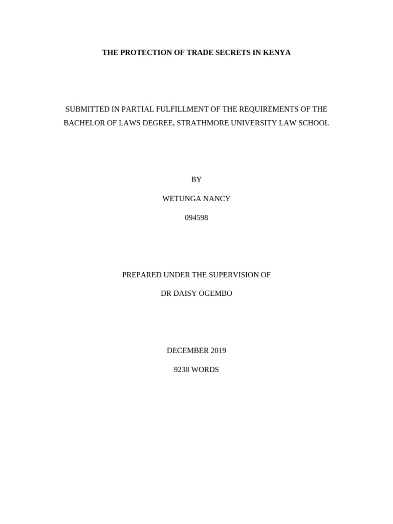 Trade Secrets Protection in Kenya | PDF | Non Disclosure Agreement ...