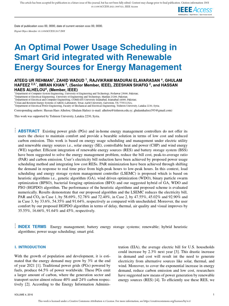 An Optimal Power Usage Scheduling in Smart Grid in | PDF | Force | Smart Grid