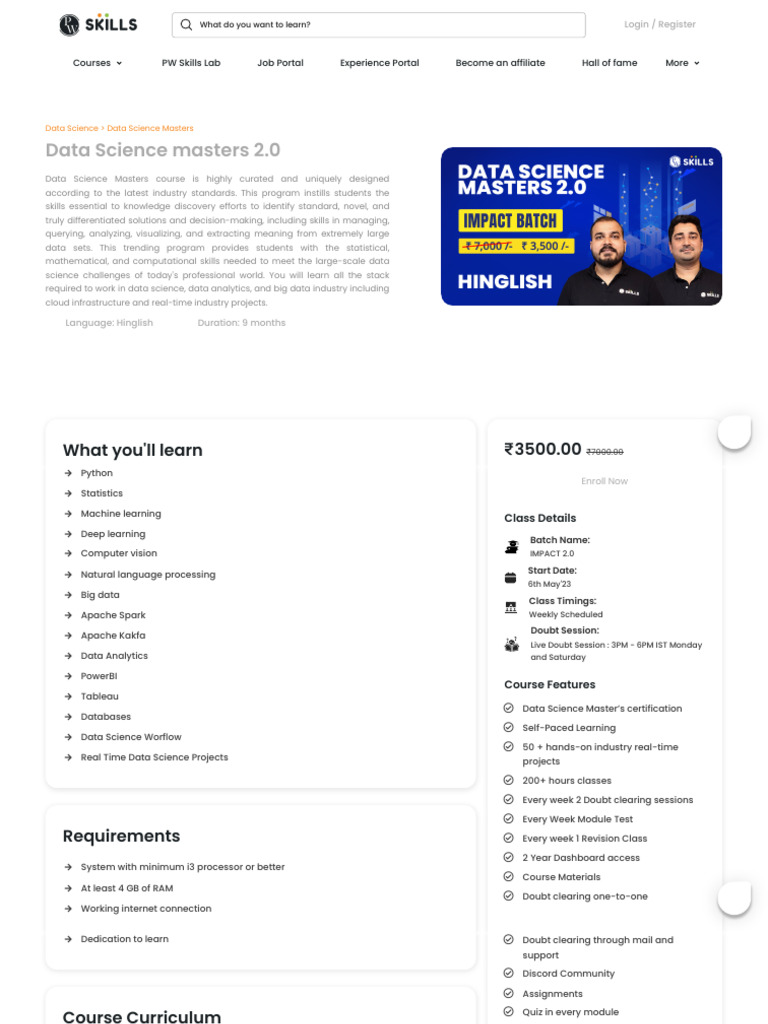 Data Science Masters Course Overview | PDF | Machine Learning | Principal Component Analysis