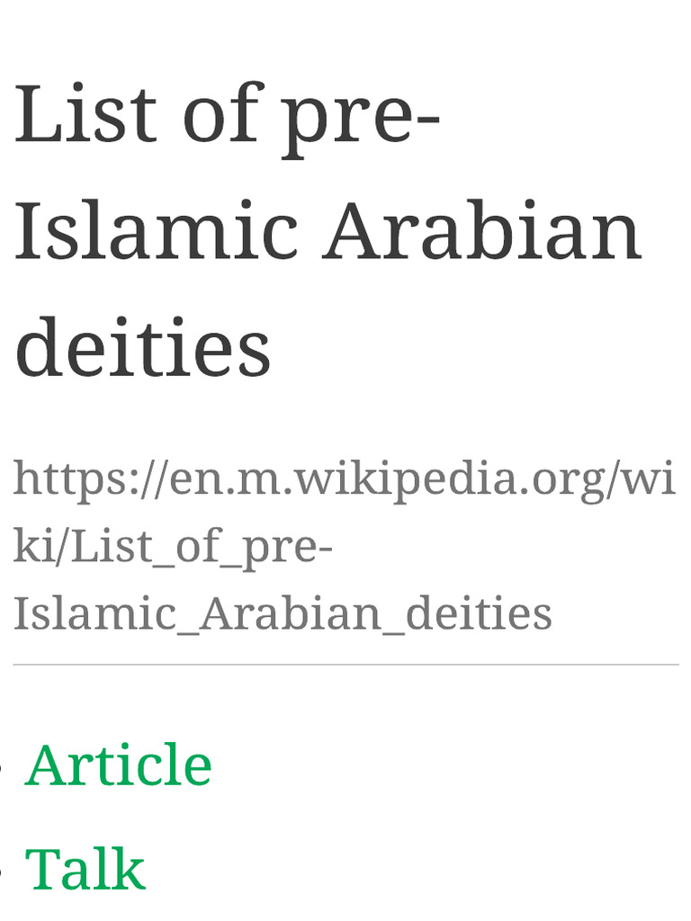 Pre-Islamic Arabian Deities List | PDF | Ancient Semitic Religions ...