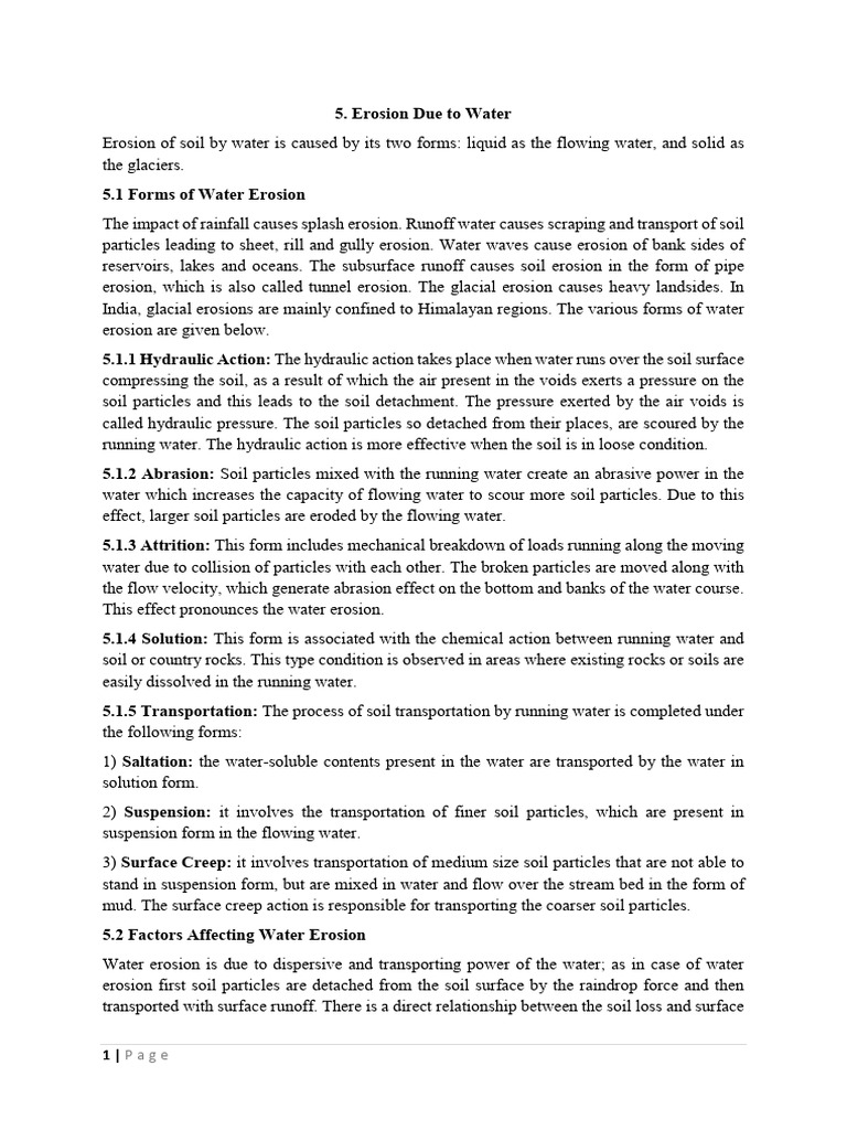 5 Notes On Erosion Due To Water | PDF | Erosion | Surface Runoff
