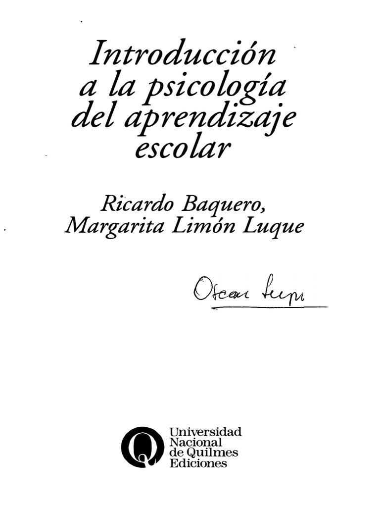 Introduccion a La Psicologia Del Aprendizaje Escolar 9879173589 Compress | PDF | Aprendizaje ...