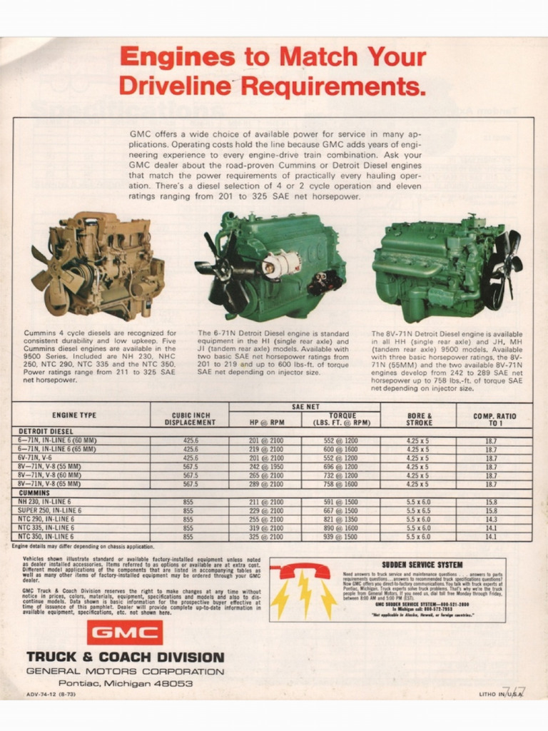 Gmc9500 Engines | PDF