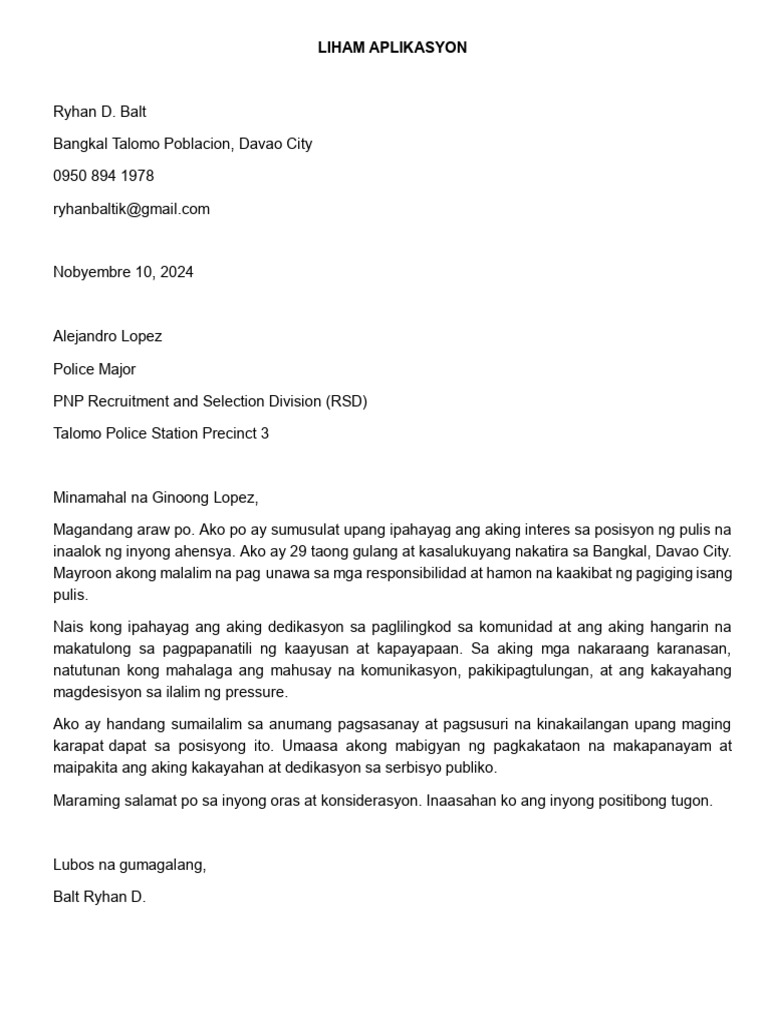 Liham Aplikasyon | PDF
