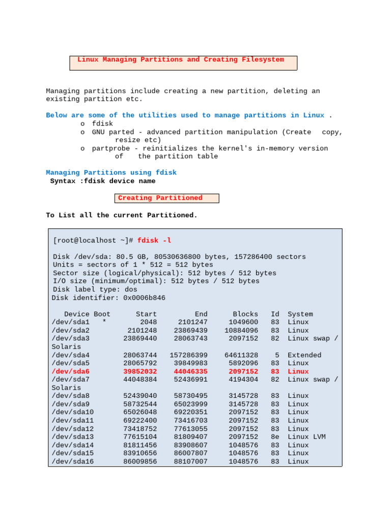 Managing Partitioned and Creating Filesystem | PDF | File System | Computer Data