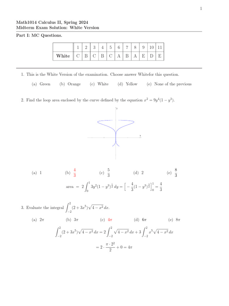 (MATH1014) (2024) (S) Midterm ctmq3v 62396 | PDF | Mathematical Physics ...