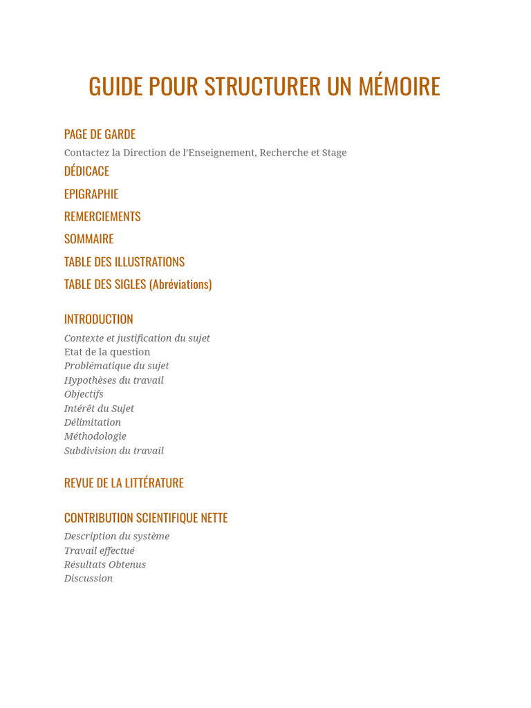 Guide de Structuration d'un Mémoire | PDF