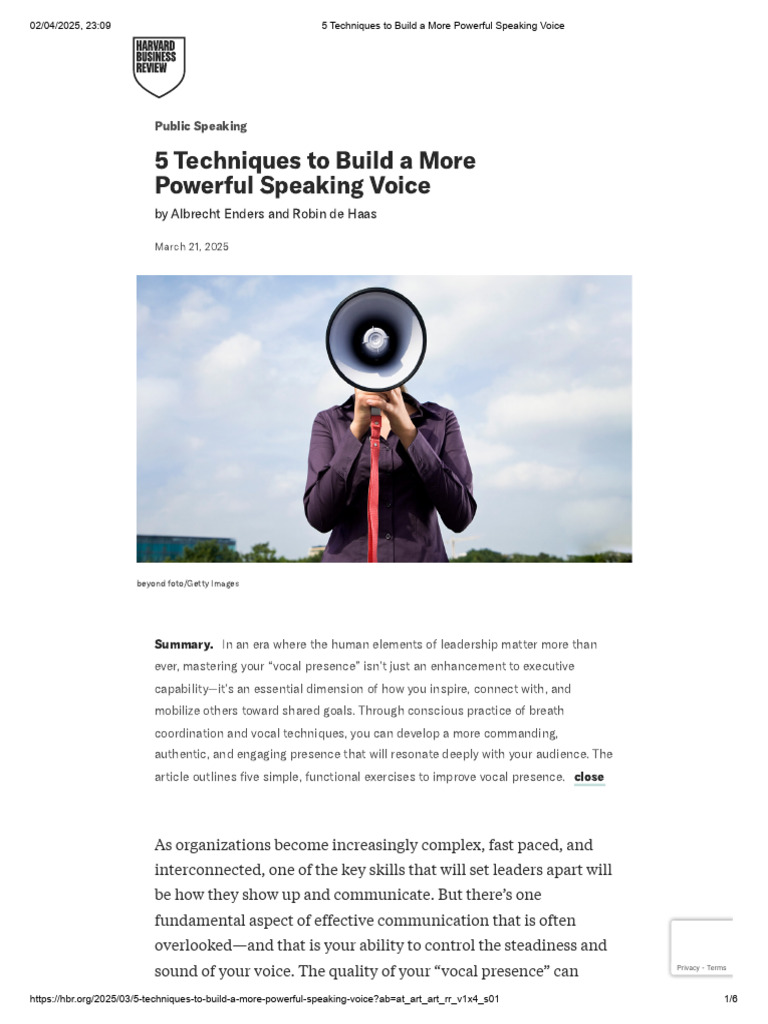 HBR-5 Techniques To Build A More Powerful Speaking Voice | PDF ...