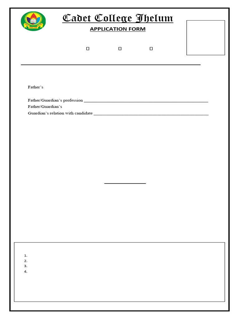 Cadet College Jhelum Admission Form | PDF | Government And Personhood ...