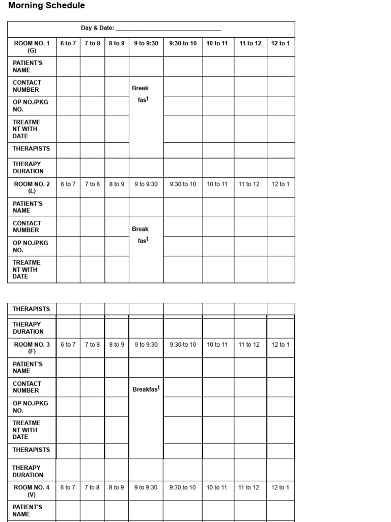 Appointment Chart 4rooms | PDF