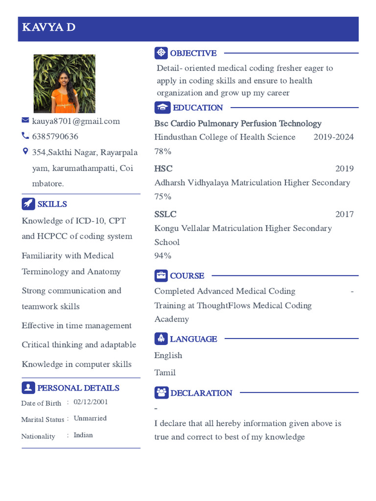 Kavya, CV PDF | PDF