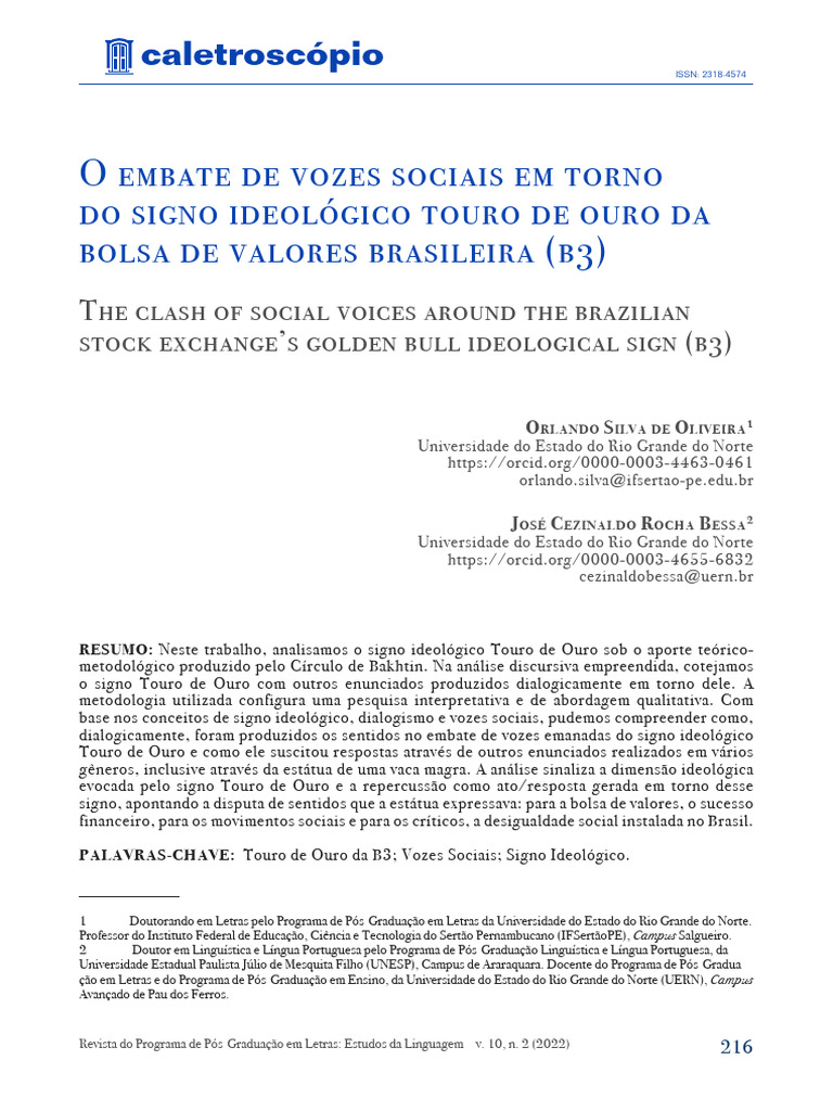 Embate de Vozes sobre Touro de Ouro B3 | PDF | Ideologias | Comunicação
