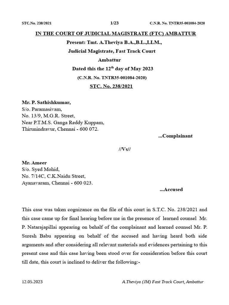 FTC Case1 | PDF | Burden Of Proof (Law) | Cheque