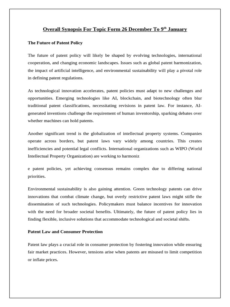 Overall Synopsis For Topic Form 26 December To 9th January | PDF ...