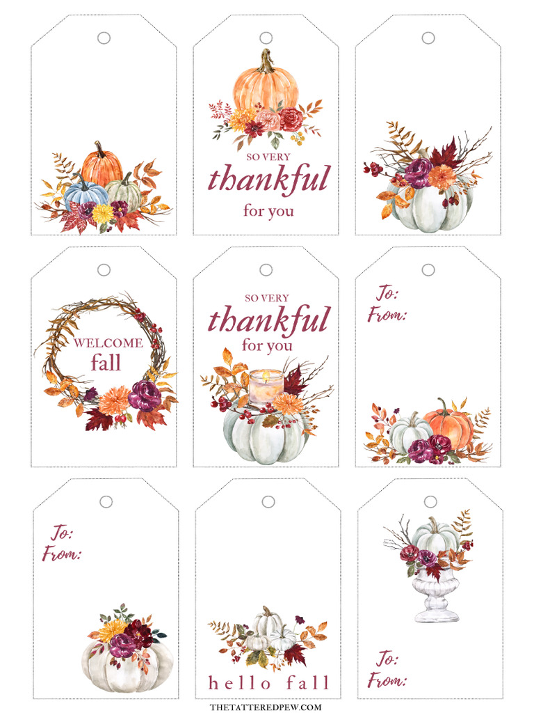 Floral Fall Printable Gift Tags 2 | PDF