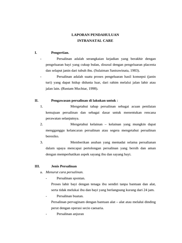 Panduan Lengkap Perawatan Intranatal | PDF