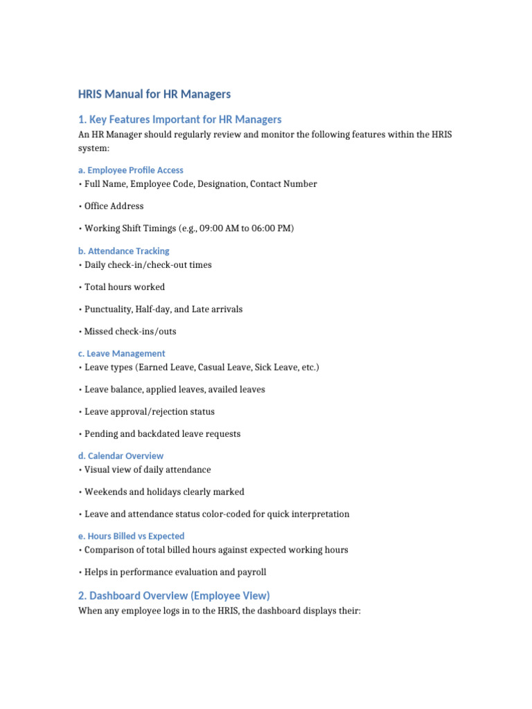 HRIS Manual For HR Managers | PDF | Software | Computing