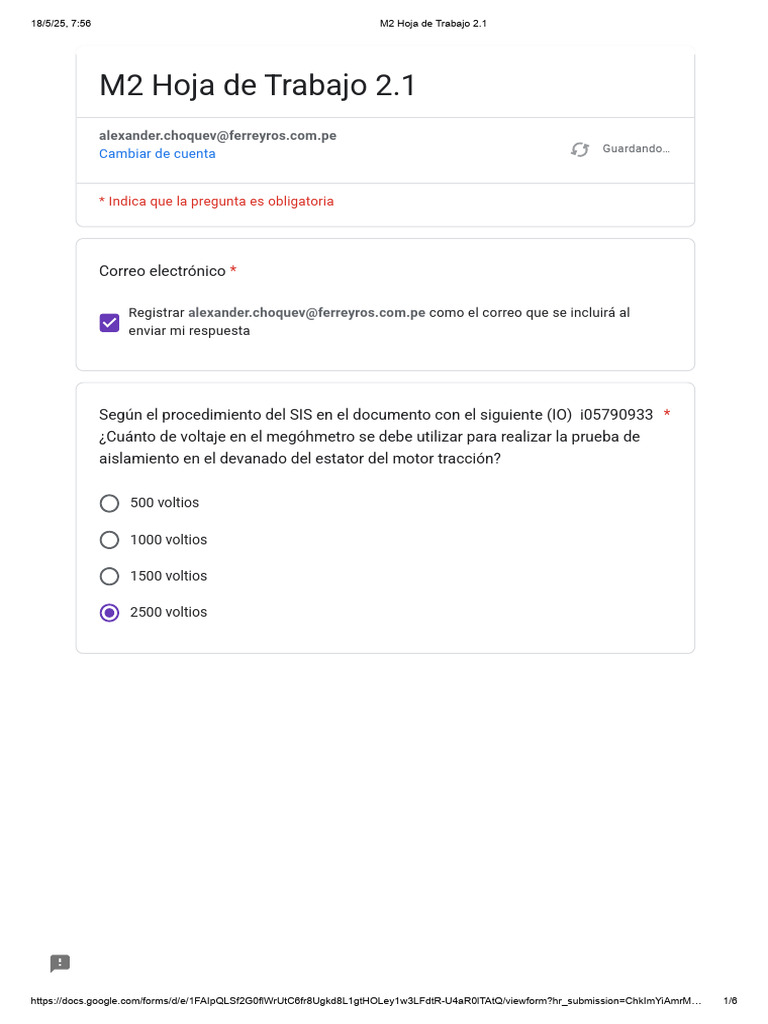 M2 Hoja de Trabajo 2.1 | PDF | Instrumento de medición | Electromagnetismo