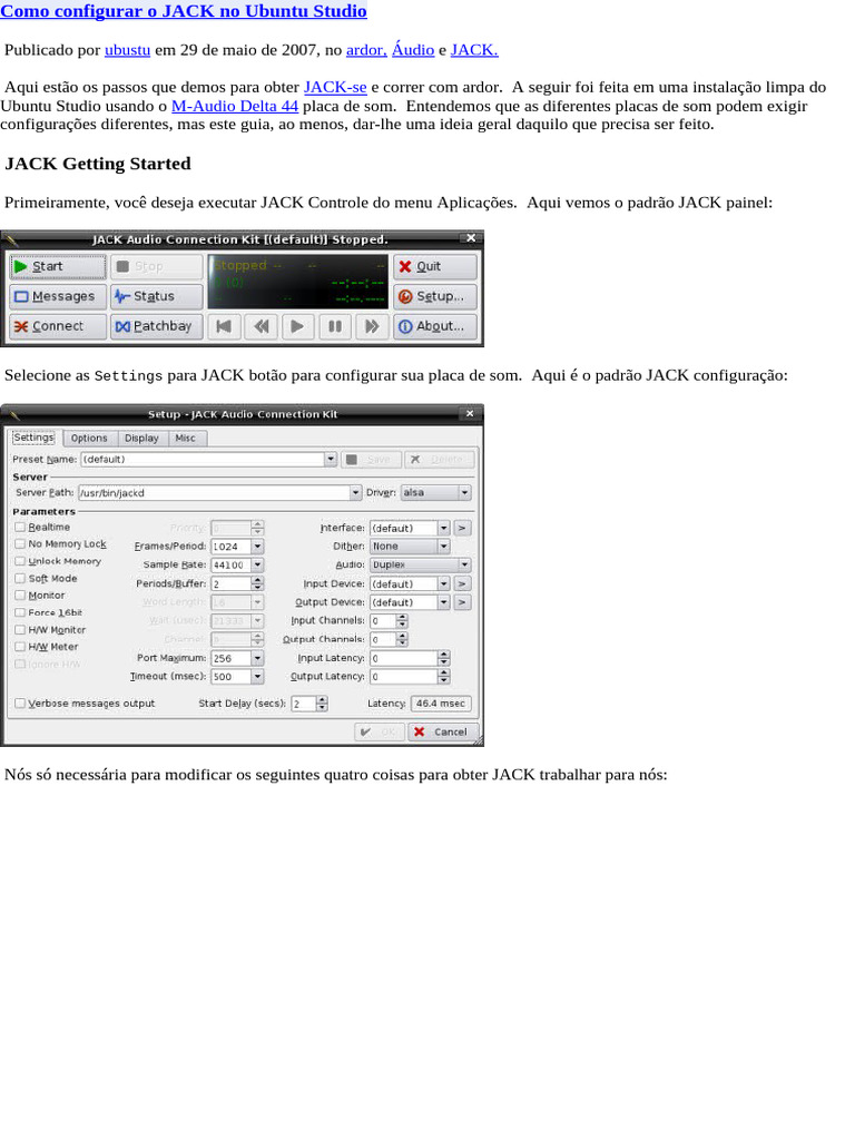 Como configurar o JACK no Ubuntu Studio | PDF | USB | Notebook