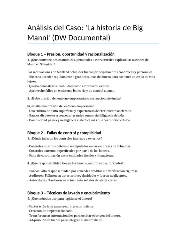 ROGER CHÁVEZ BEJARANO - PRACTICO - Caso Big Manni Analisis Forense | PDF | Bancos | Corrupción ...