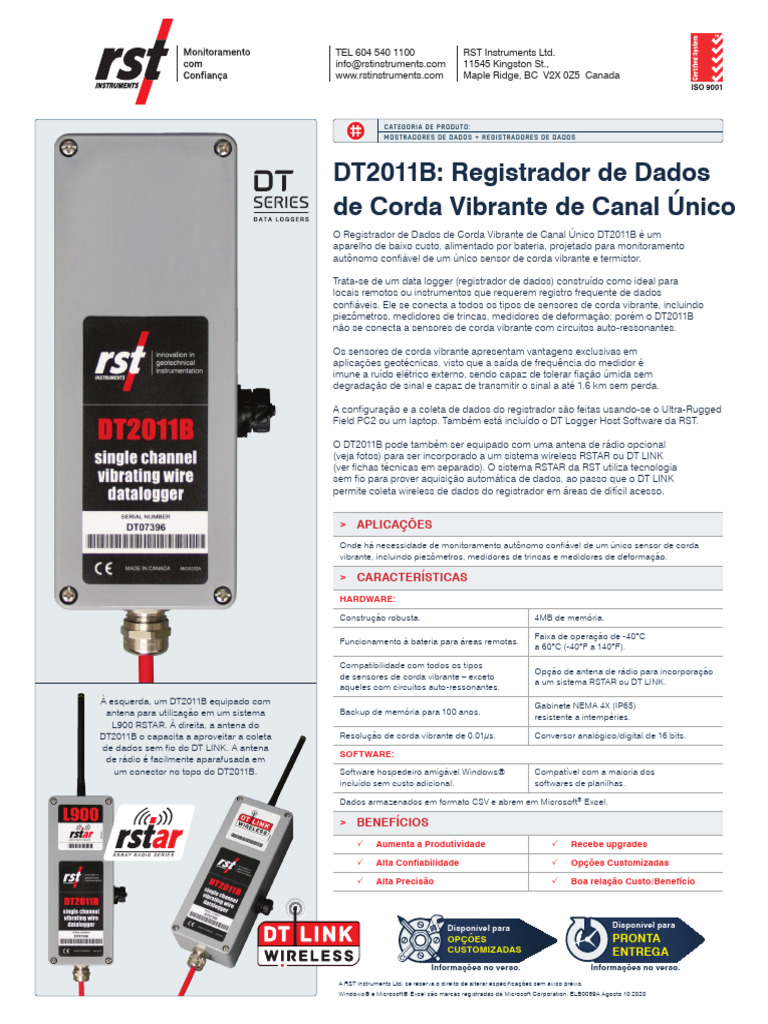 DT2011B Single Channel Vibrating Wire Data Logger ELB0089A - PORT | PDF ...
