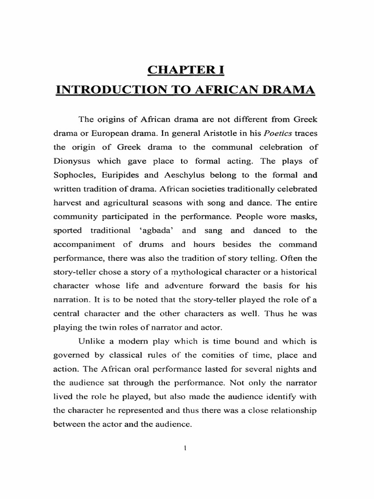 Chapter I Introduction To African Drama | PDF