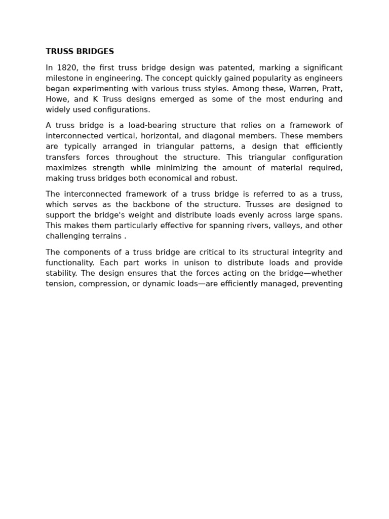 Truss-Bridge Research Paper Types and Parts | PDF | Truss | Civil ...