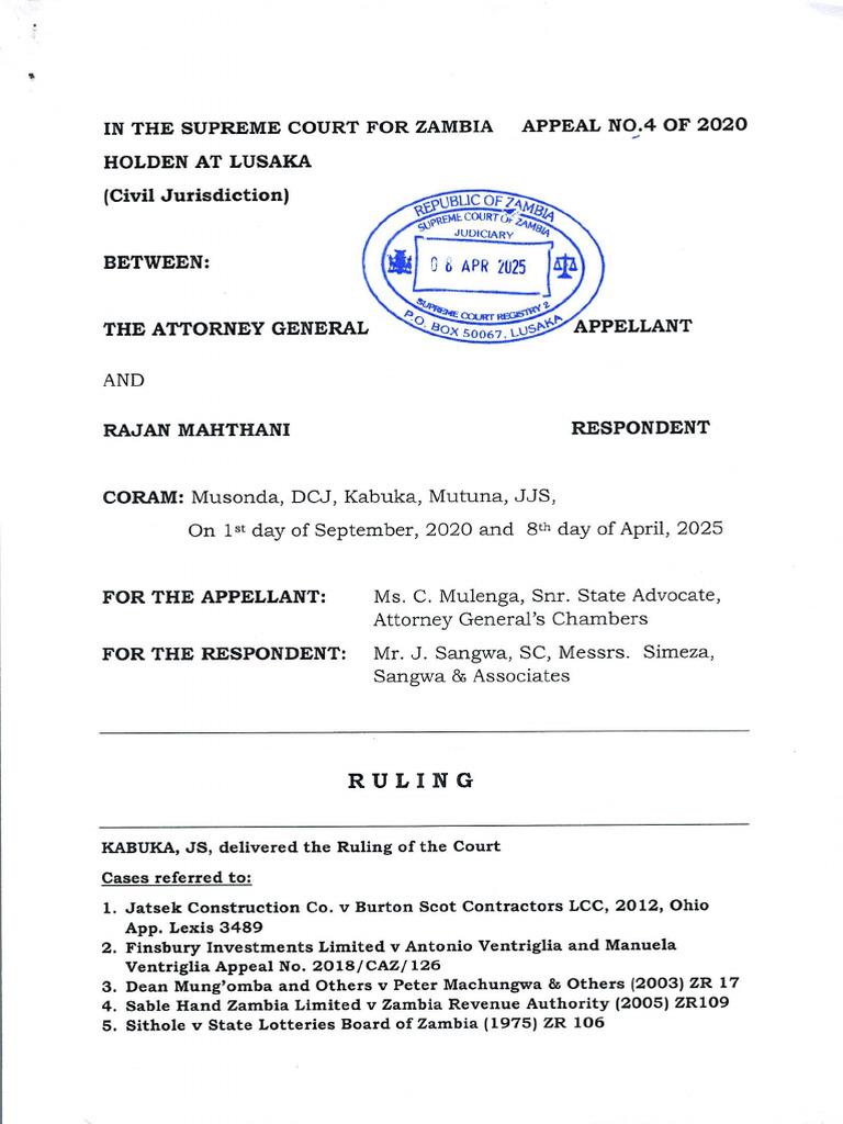 The-Attorney-General-Vs-Rajan-Mahthani (App-4-Of-2020) | PDF