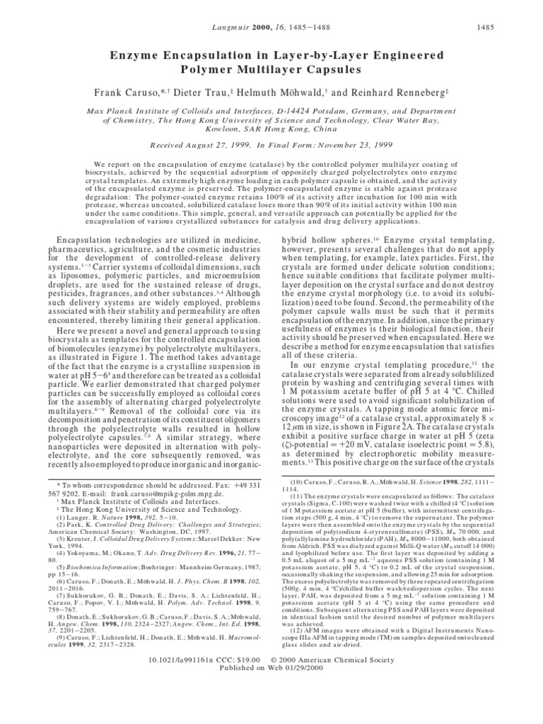 Enzyme Encapsulation in Layer-by-Layer Engineered Polymer Multilayer ...