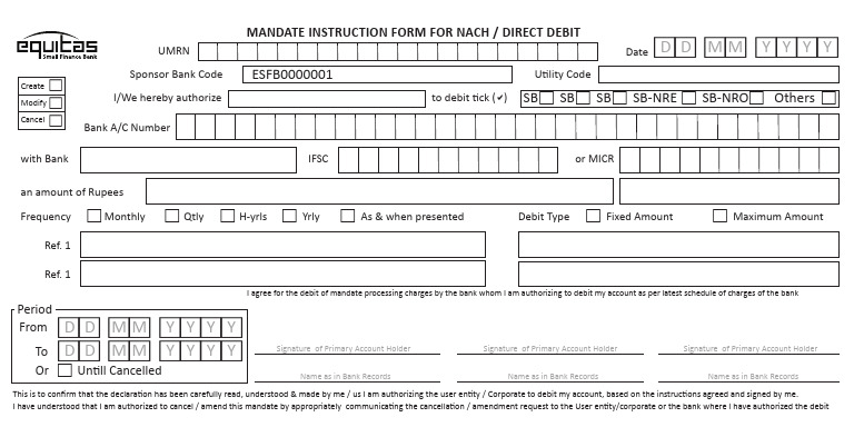 Mandate Form E71bd8fffb | PDF | Financial Services