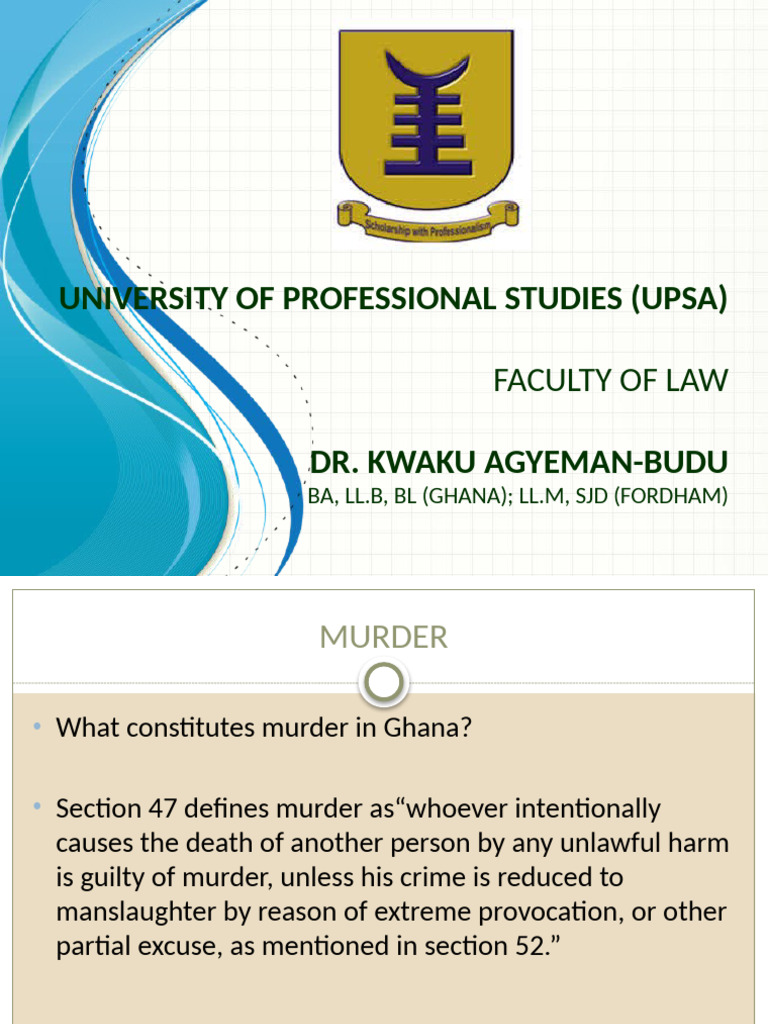 Murder and Manslaughter in Ghana | PDF | Manslaughter | Recklessness (Law)