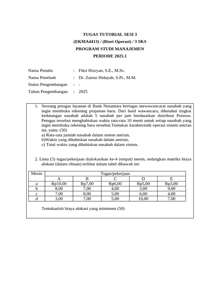 Jawaban Tugas 3 Riset Operasi | PDF